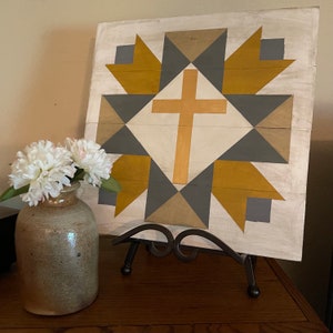 Hand-painted Cross Barn Quilt | 14” X 14” Christian Wall Art | Faith ...