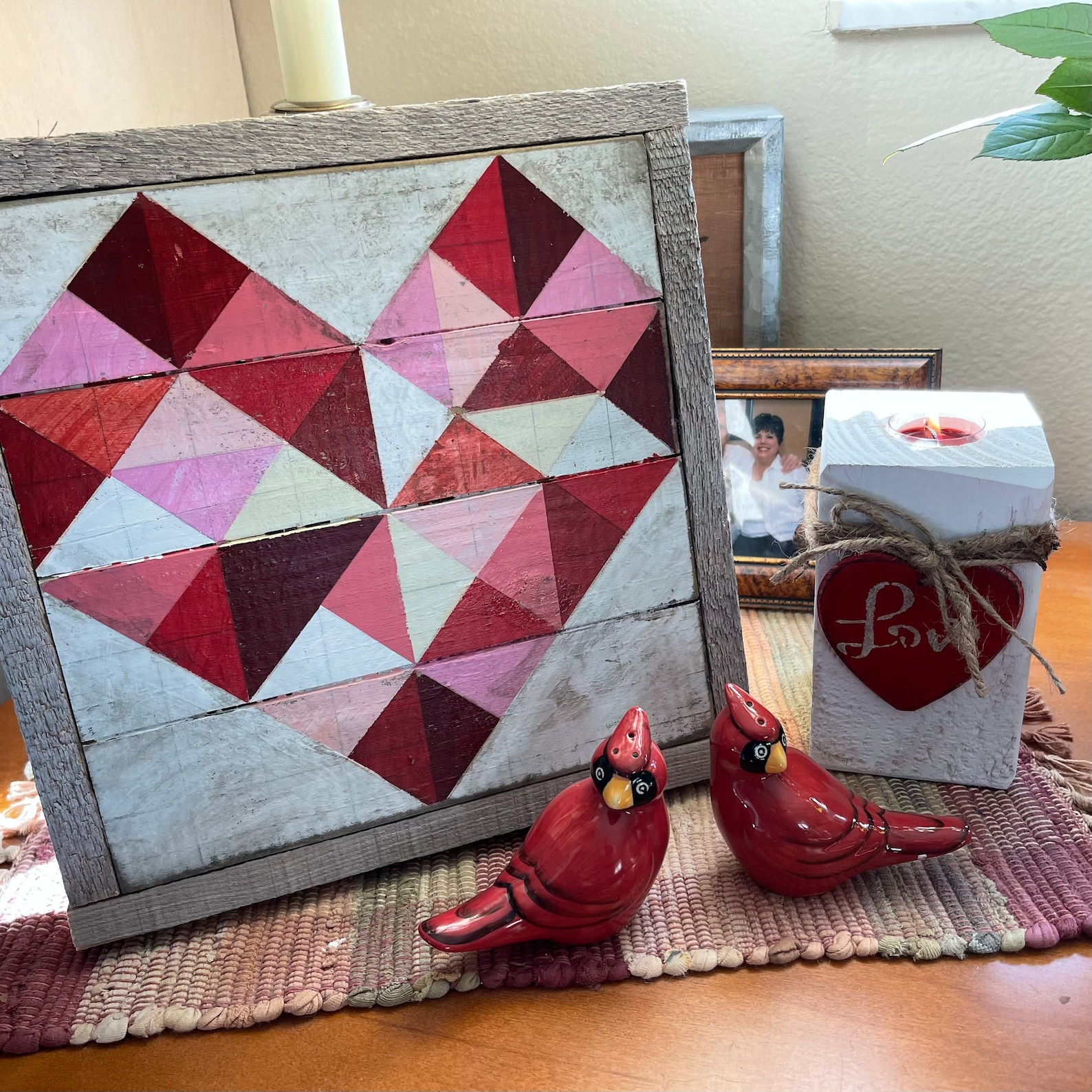 Heart Pattern Barn Quilt Hand Painted Framed in Rustic Barn - Etsy