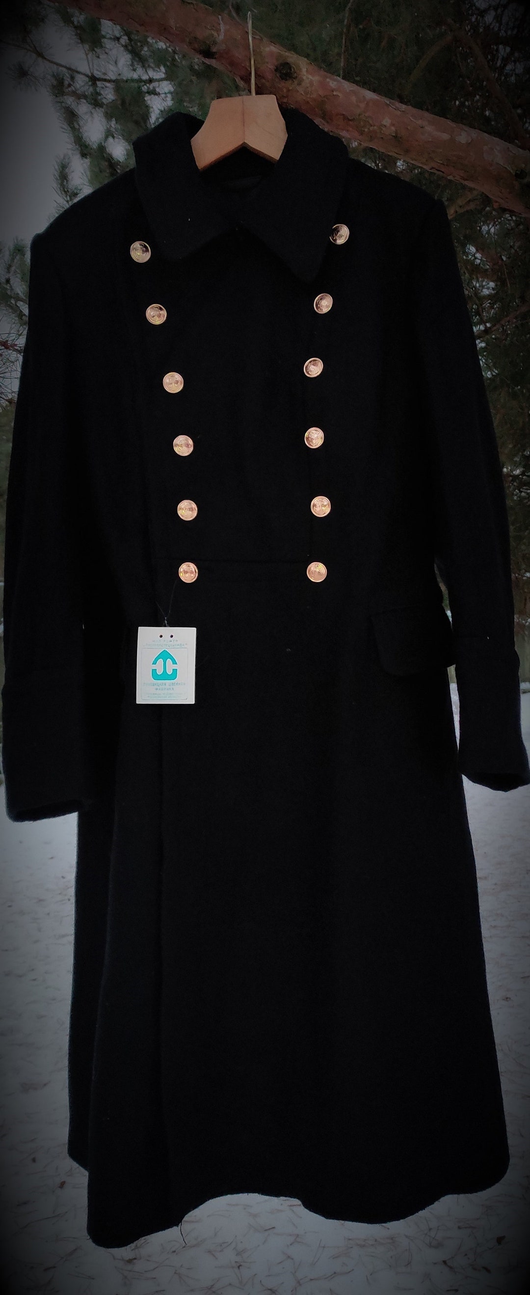 Original Soviet Russian Army Wool Overcoat, Black Long, Officer Navy ...