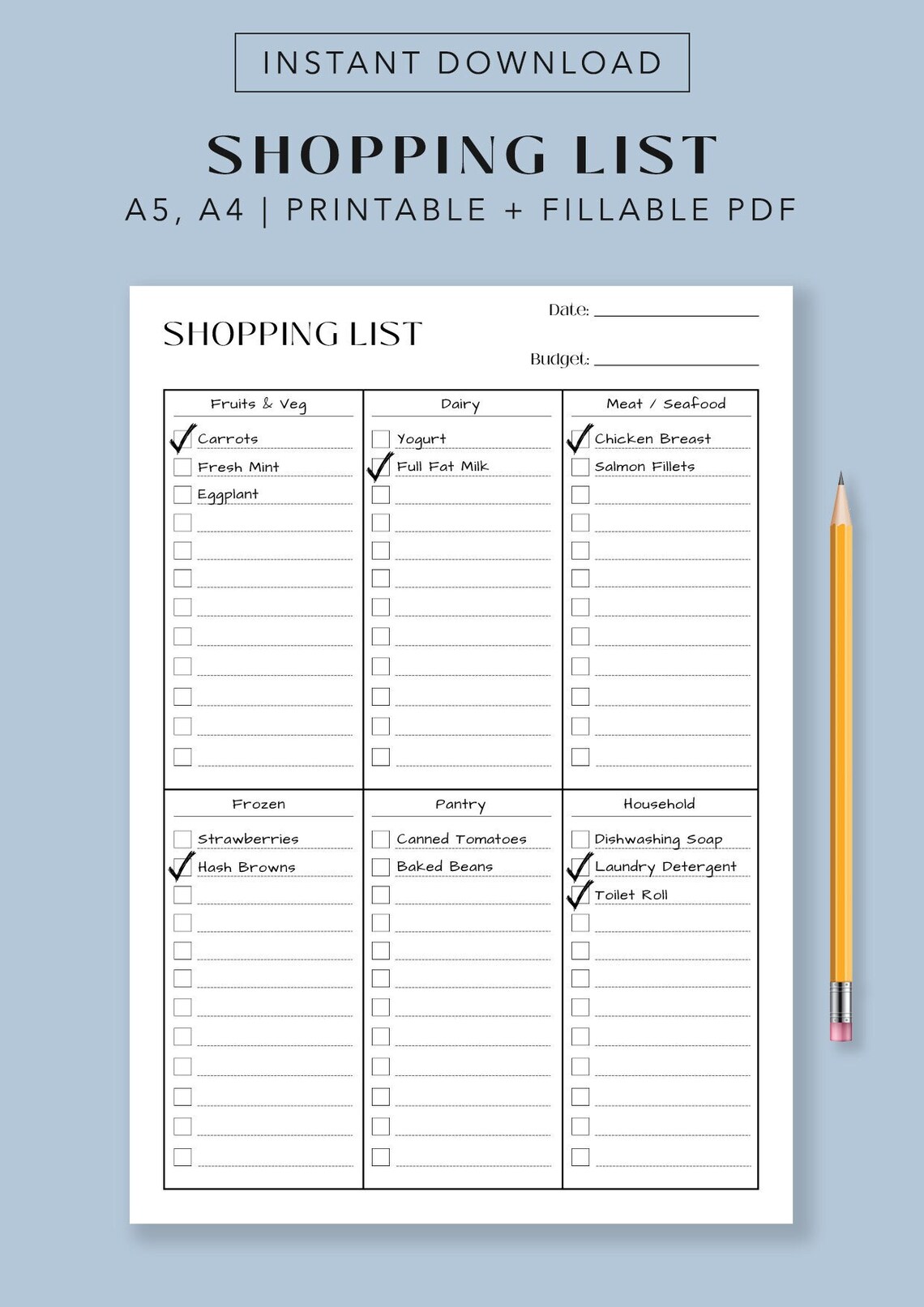 Shopping List, Grocery List, Meal Plan, Grocery Planner, Food Shopping ...