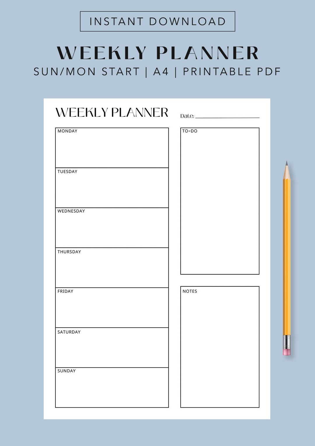 To-do List, Weekly Planner Checklist, Weekly to Do List Printable, Week ...