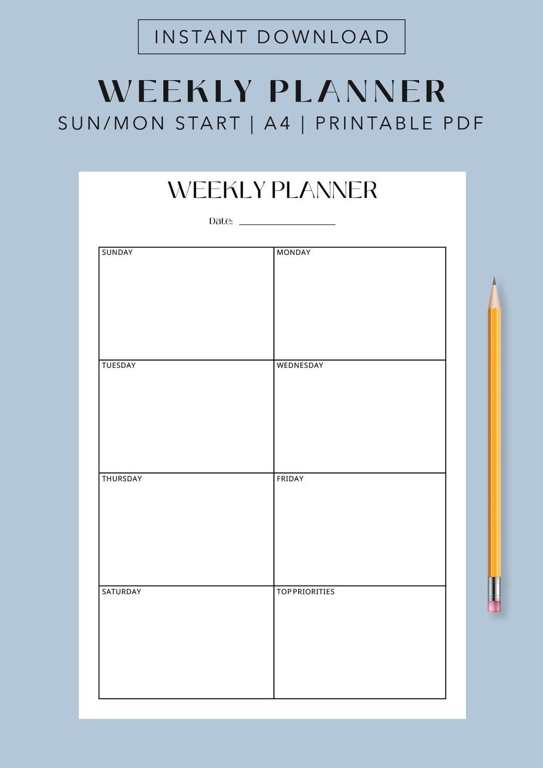 Block Weekly Planner Checklist, Printable to Do List (digital Download ...