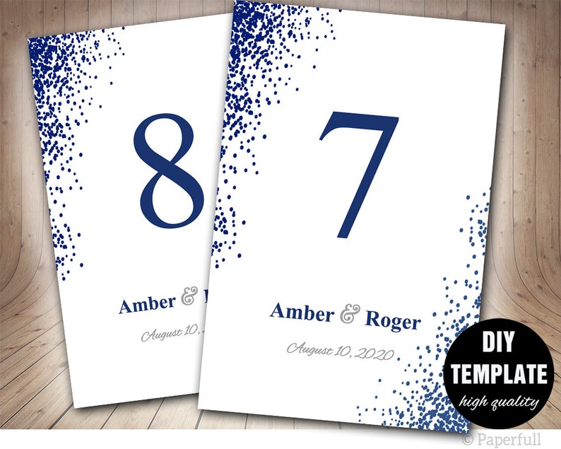 Wedding Table Card Template Blue Wedding Table Card for Frame - Etsy