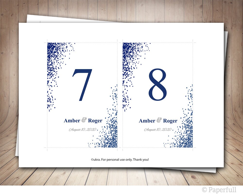 Wedding Table Card Template Blue Wedding Table Card for Frame - Etsy
