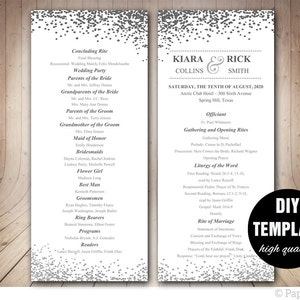 Silver Wedding Program Template,wedding Programs Instant Download ...