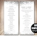 Silver Wedding Program Template,wedding Programs Instant Download ...