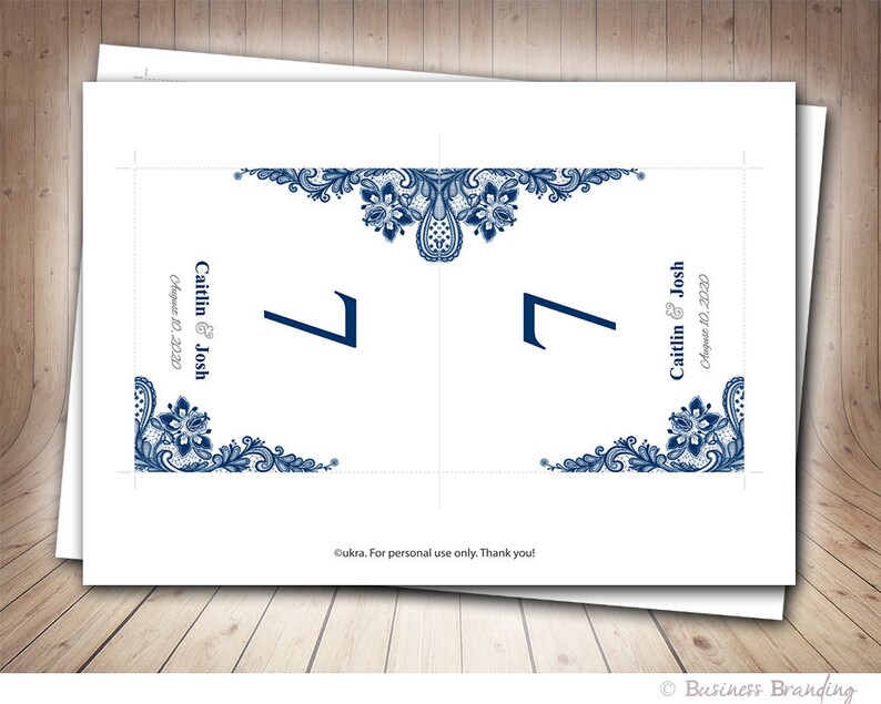 Navy Blue Wedding Table Card TemplateNavy Table Number5x5 | Etsy
