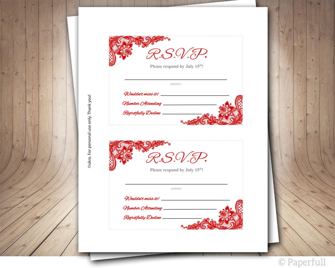 Red Lace RSVP Template Red Wedding Response Card Red Wedding - Etsy Red Lace RSVP Template Red Wedding Response Card Red Wedding - Etsy