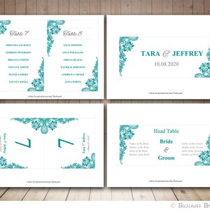 Teal Wedding Seating Chart Template Wedding Place Card - Etsy
