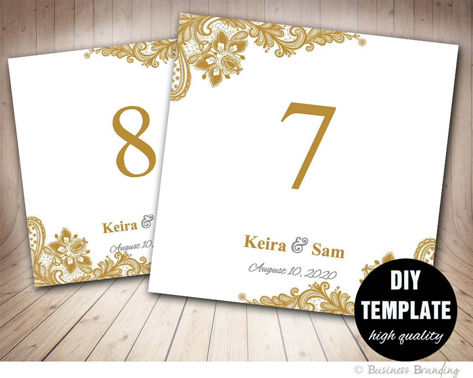 Gold Table Number,5x5,gold Wedding Table Card Template,printable ...
