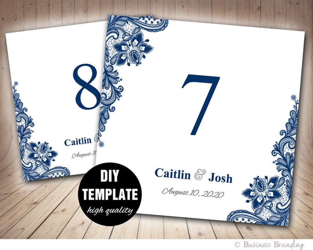 Navy Blue Wedding Table Card Templatenavy Table Number5x5 - Etsy