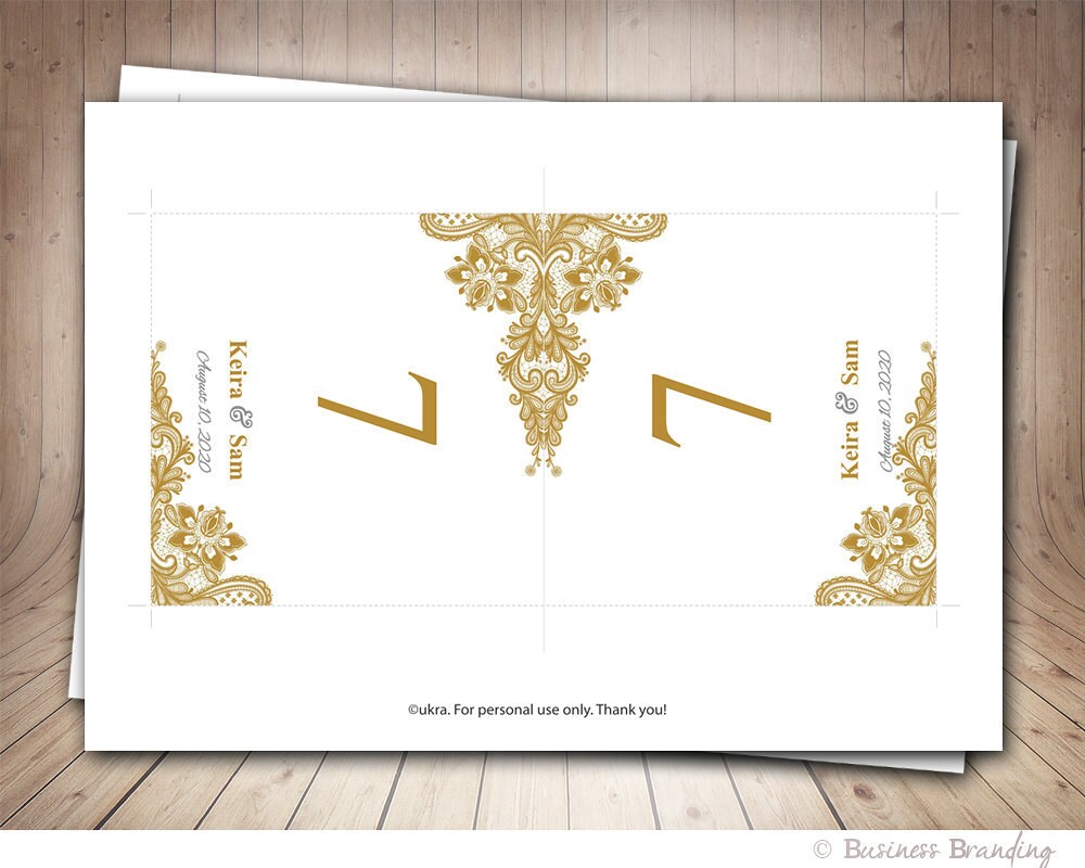 Gold Table Number,5x5,gold Wedding Table Card Template,printable ...