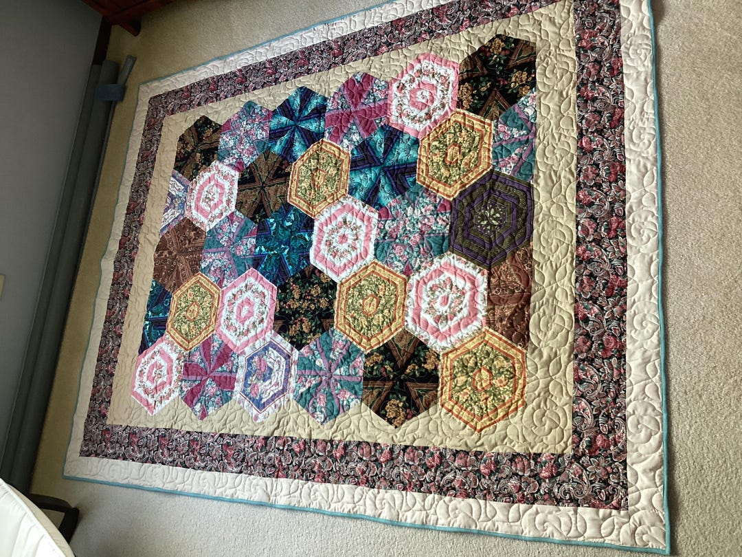 Patchwork Twin Size Bed Quilt, Multi Colored Medallions - Etsy