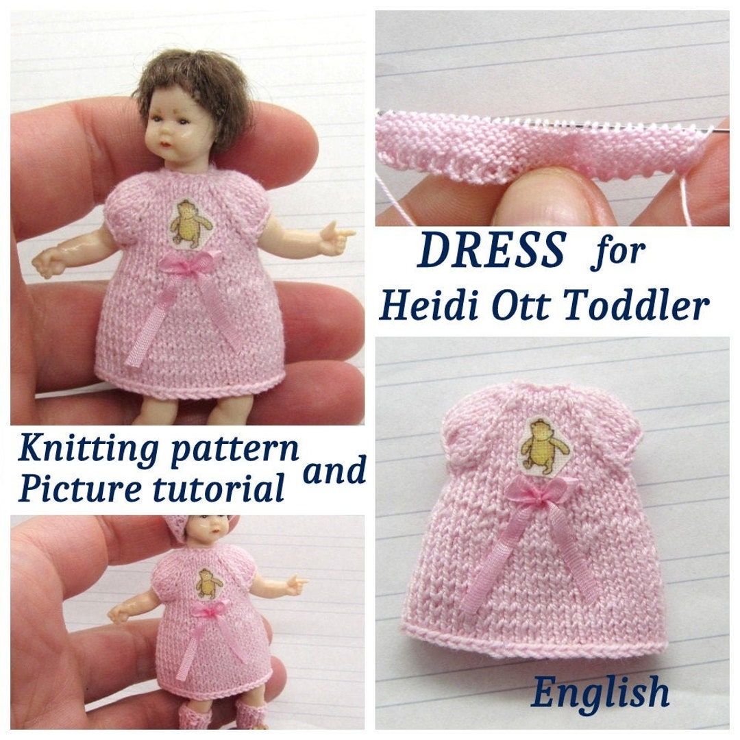 PDF Knitting E-pattern + Picture Tutorial - Miniature DRESS for Heidi ...