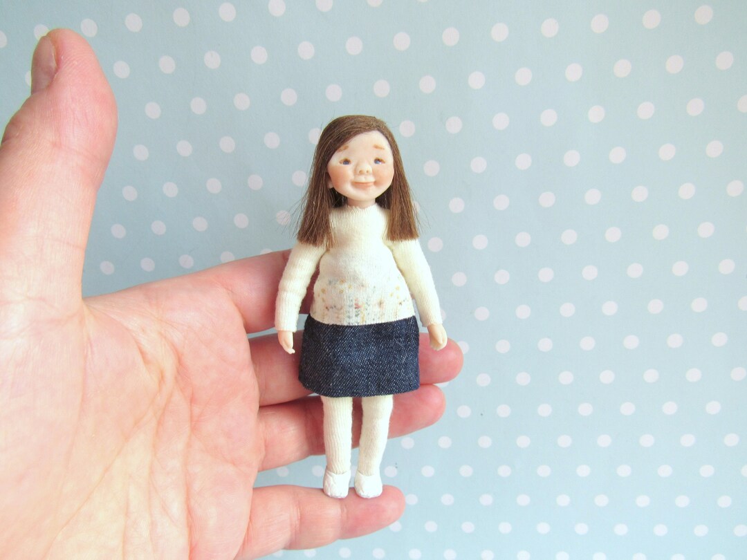 OOAK Miniature Doll Girl CHILD. 1:12 Dollhouse Miniature Doll POSEABLE ...