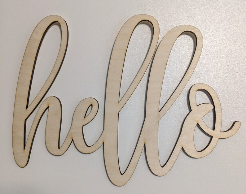 Hello Sign Laser Cut Wood Word Sign Unfinished | Etsy