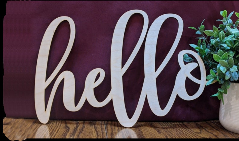 Hello Sign Laser Cut Wood Word Sign Unfinished - Etsy