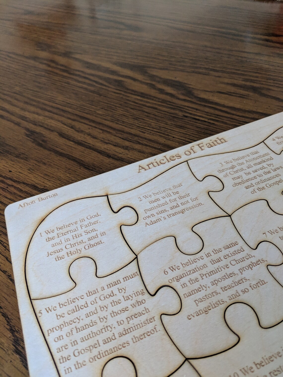LDS Articles of Faith Wooden Puzzle - Etsy