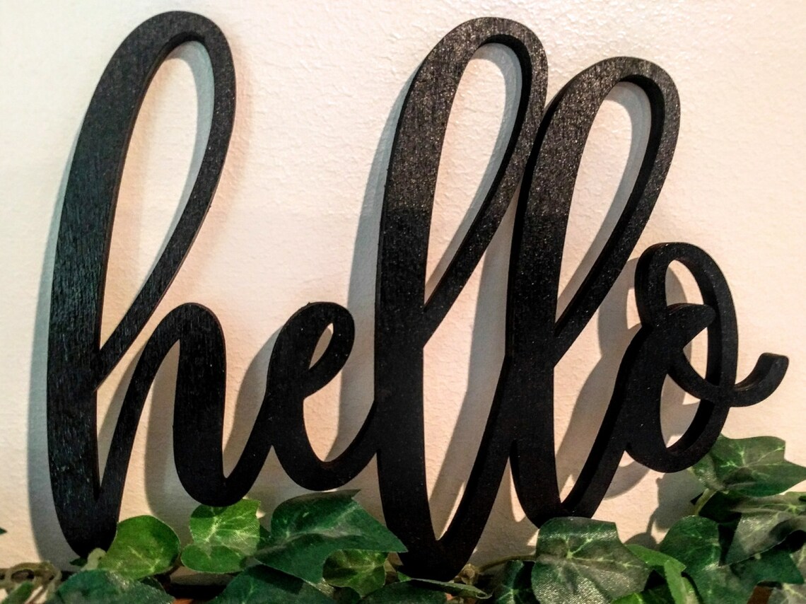 Hello Sign Laser Cut Wood Word Sign Unfinished | Etsy