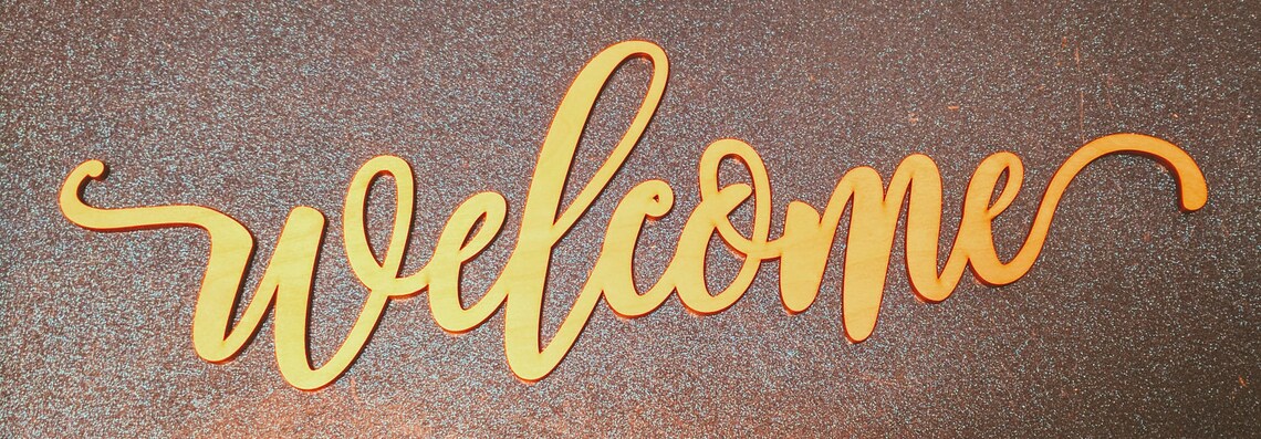 Welcome Laser Cut Cursive Word Sign for Wall Decor Unfinished | Etsy