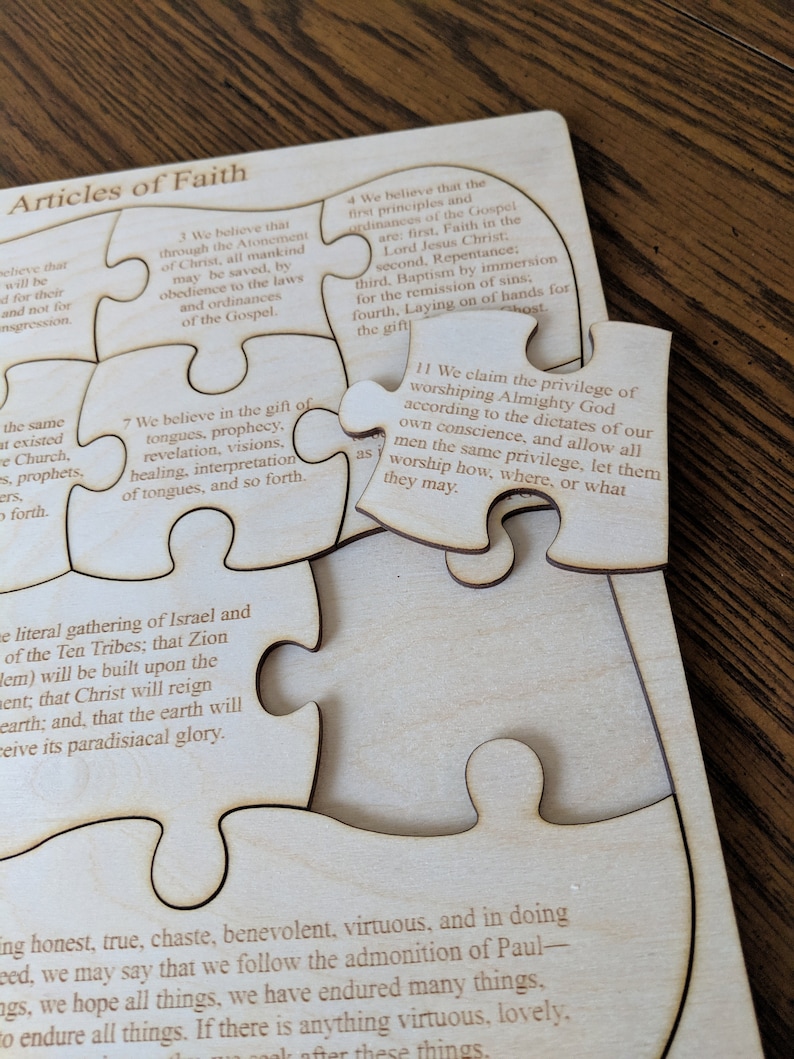 LDS Articles of Faith Wooden Puzzle - Etsy
