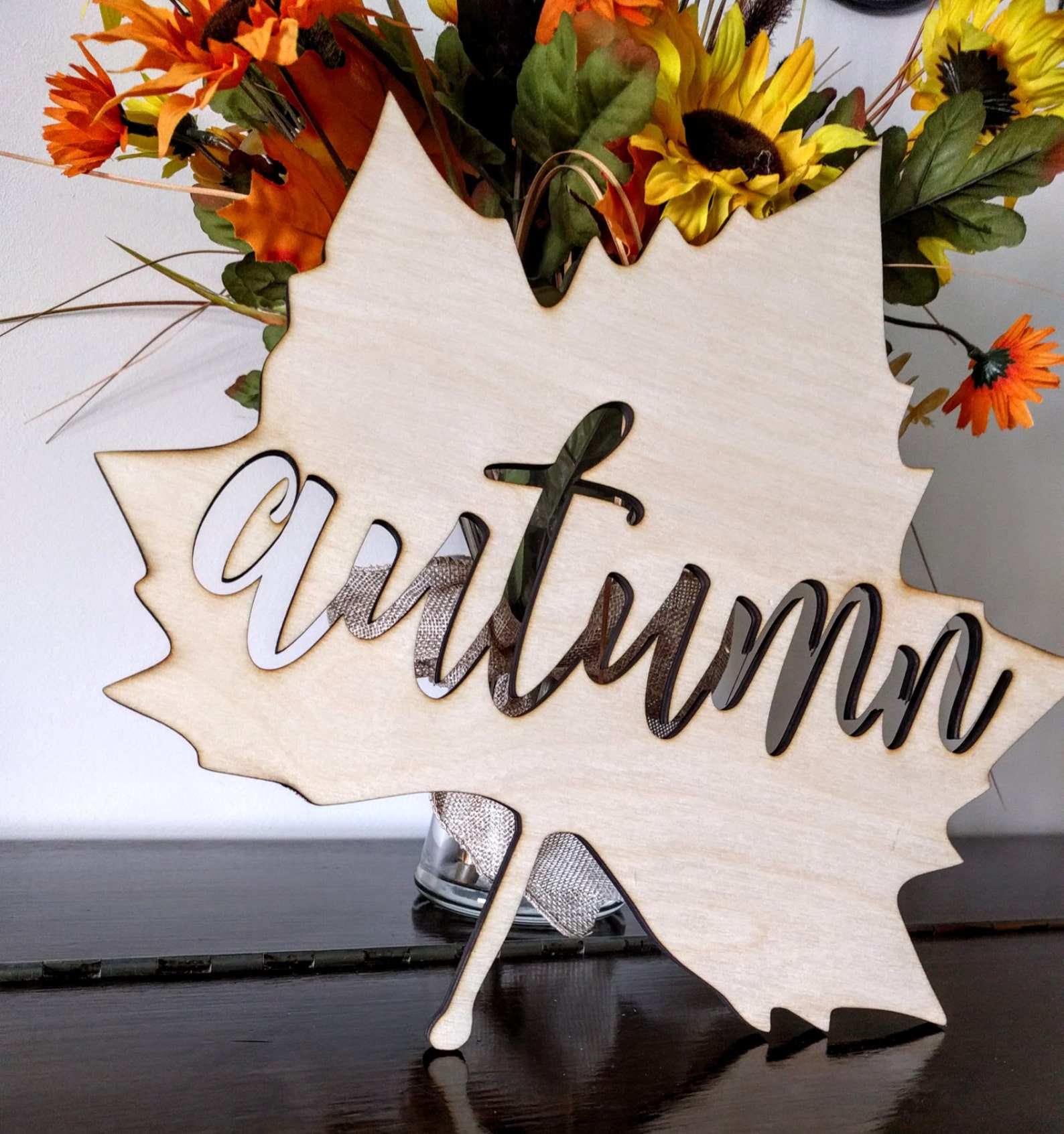 Autumn Leaf With Autumn Word Unfinished Wood Sign - Etsy
