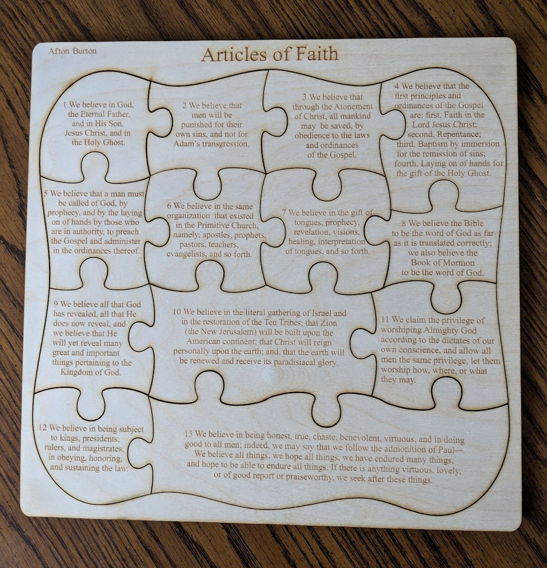 LDS Articles of Faith Wooden Puzzle - Etsy