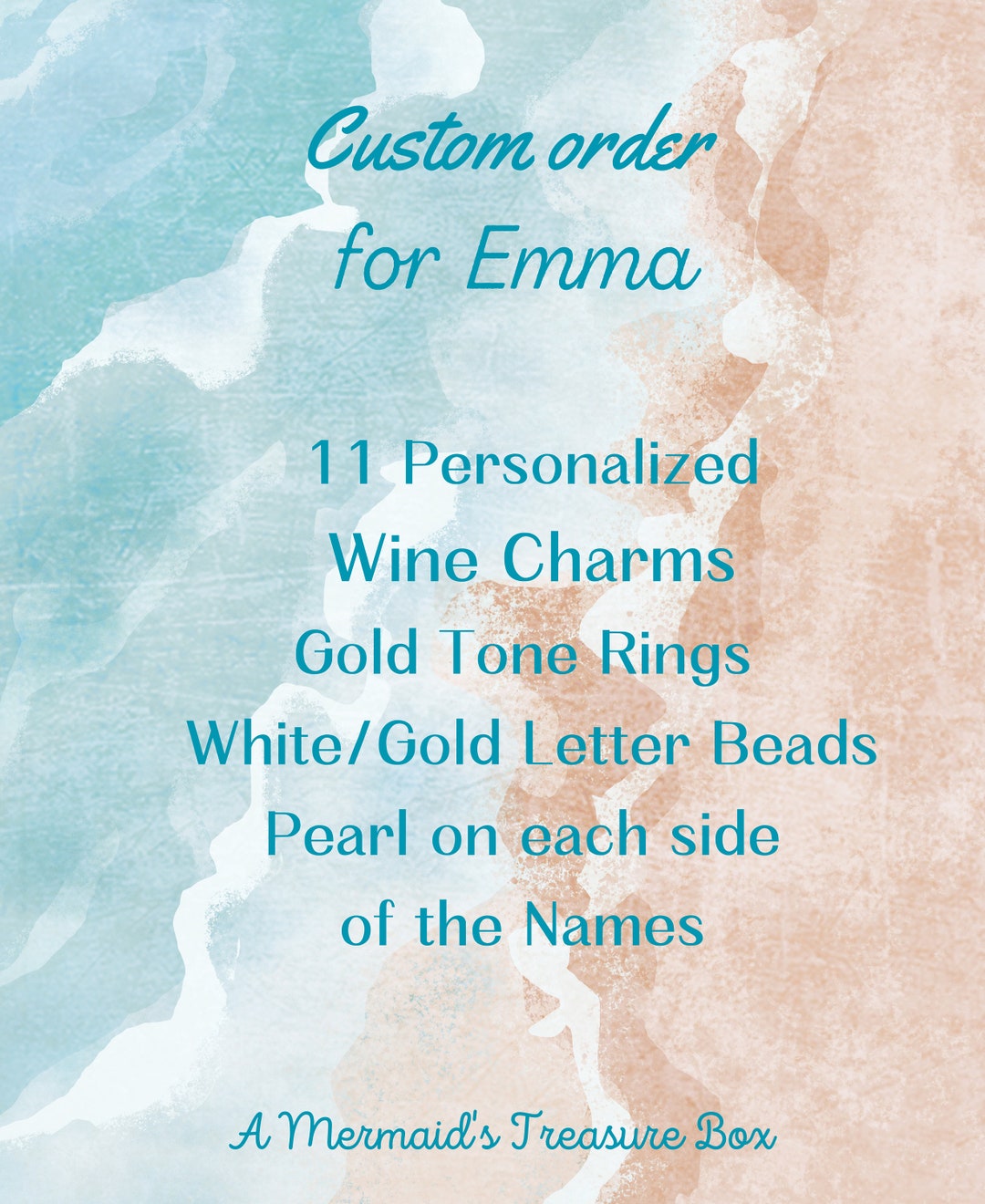 Custom Order for Emma Personalized Pearl Wine Glass Charms, 11 Gold ...