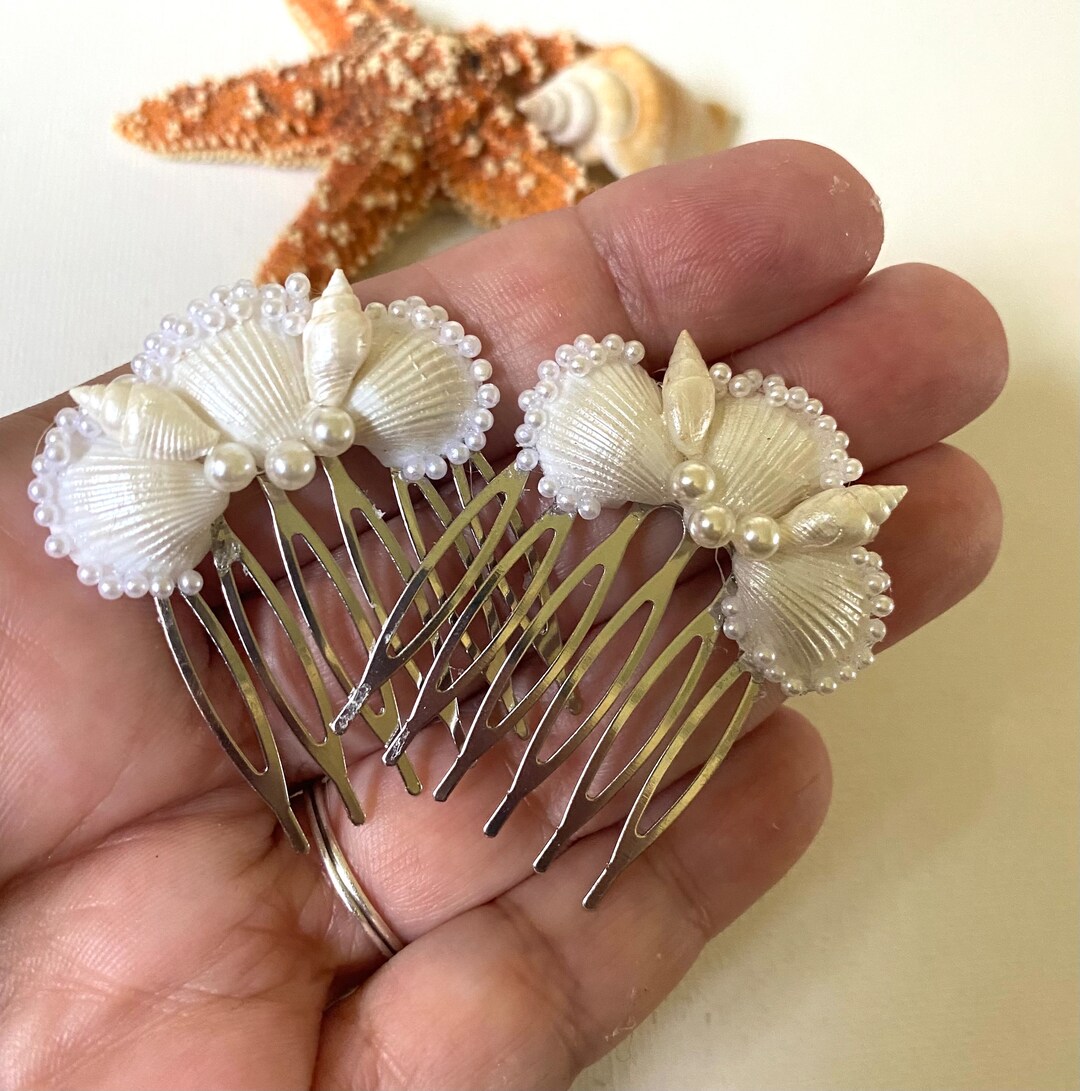 Seashell Combs Set Beach Theme Wedding Hair Accessory Bridesmaids ...
