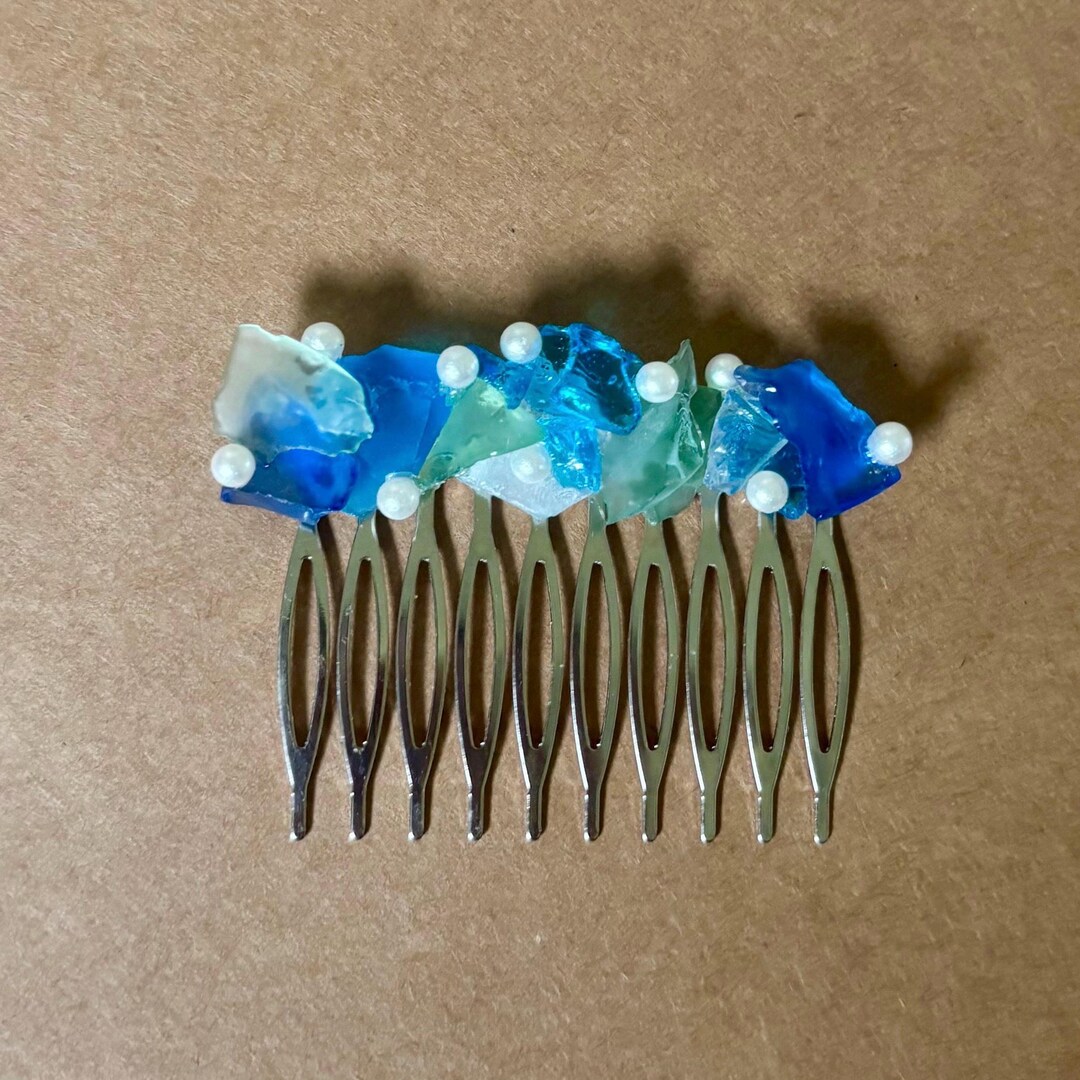 Sea Glass & Pearl Hair Comb Handmade Beach Wedding Accessory - Etsy