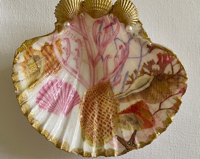 Decoupage Clam Shell, Japanese Wave, Handmade Ring Dish - Etsy