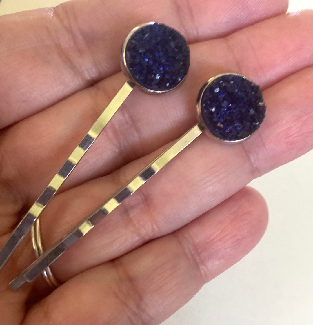 Starry Blue Hair Pins Faux Druzy Mermaid Silver Tone Hair Pins, Set of ...