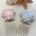 Seashell Hair Comb, Natural Shells, Painted, Pearls, Pink or Blue ...