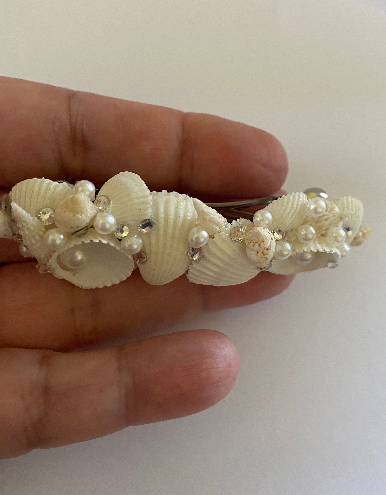 Seashell Barrette Beach Wedding Hair Accessory With Pearls, Rhinestones ...