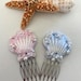 Seashell Hair Comb, Natural Shells, Painted, Pearls, Pink or Blue ...