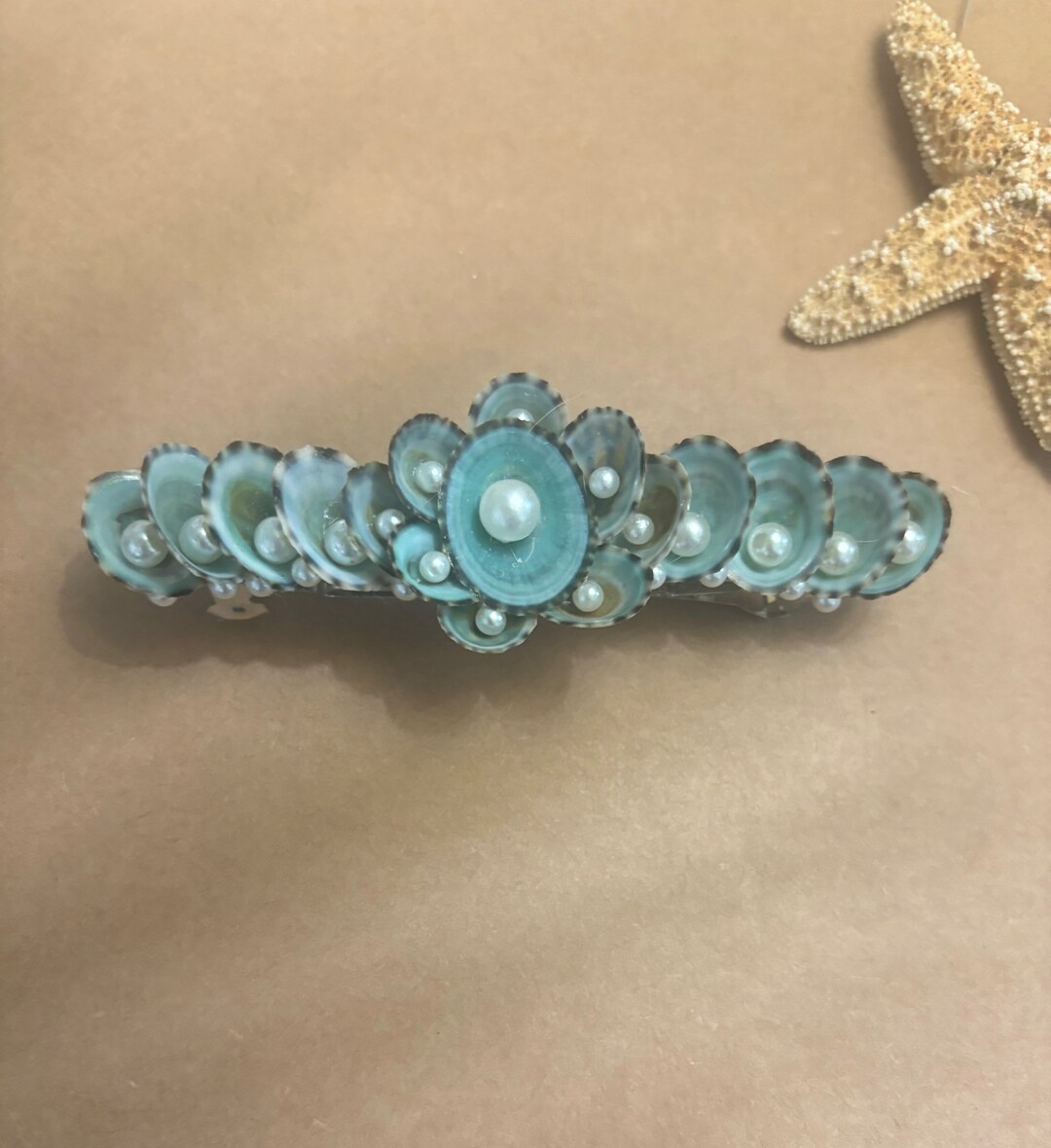 Limpet Shells Barrette With Pearls Beach Theme Hair Accessory, Beach ...