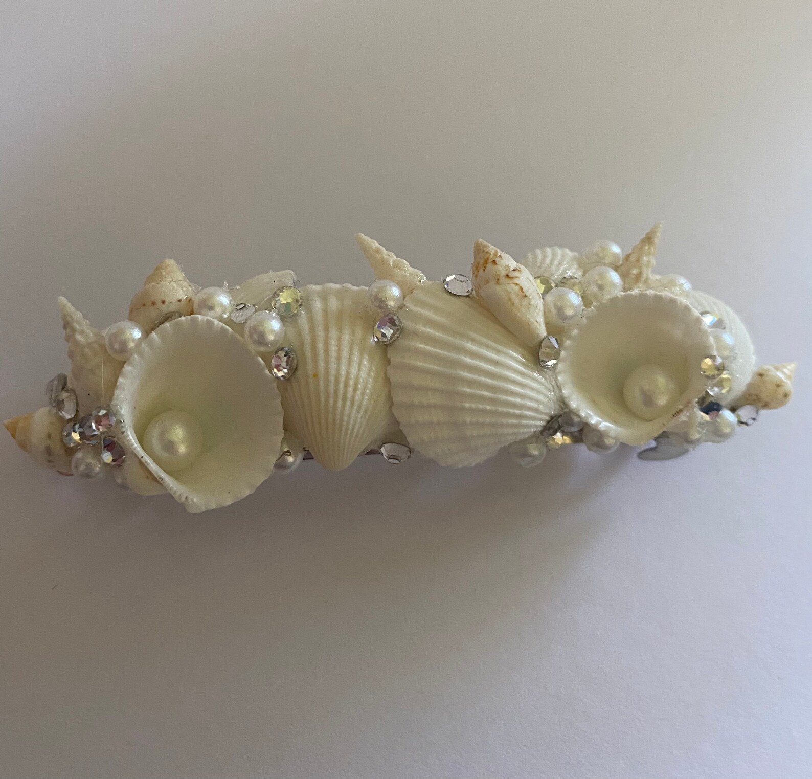 Seashell Barrette Beach Wedding Hair Accessory With Pearls, Rhinestones ...