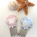 Seashell Hair Comb, Natural Shells, Painted, Pearls, Pink or Blue ...