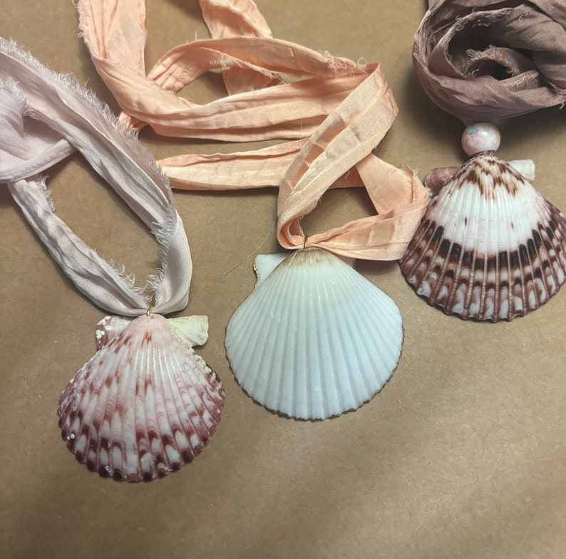 Abalone Seashell Necklace Silk Ribbon & Freshwater Pearl, Beach Jewelry ...