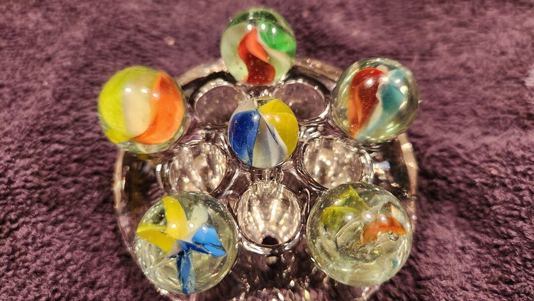 Complete Set of 3/4 White Cross Thru Marbles ... Hard to Find. - Etsy