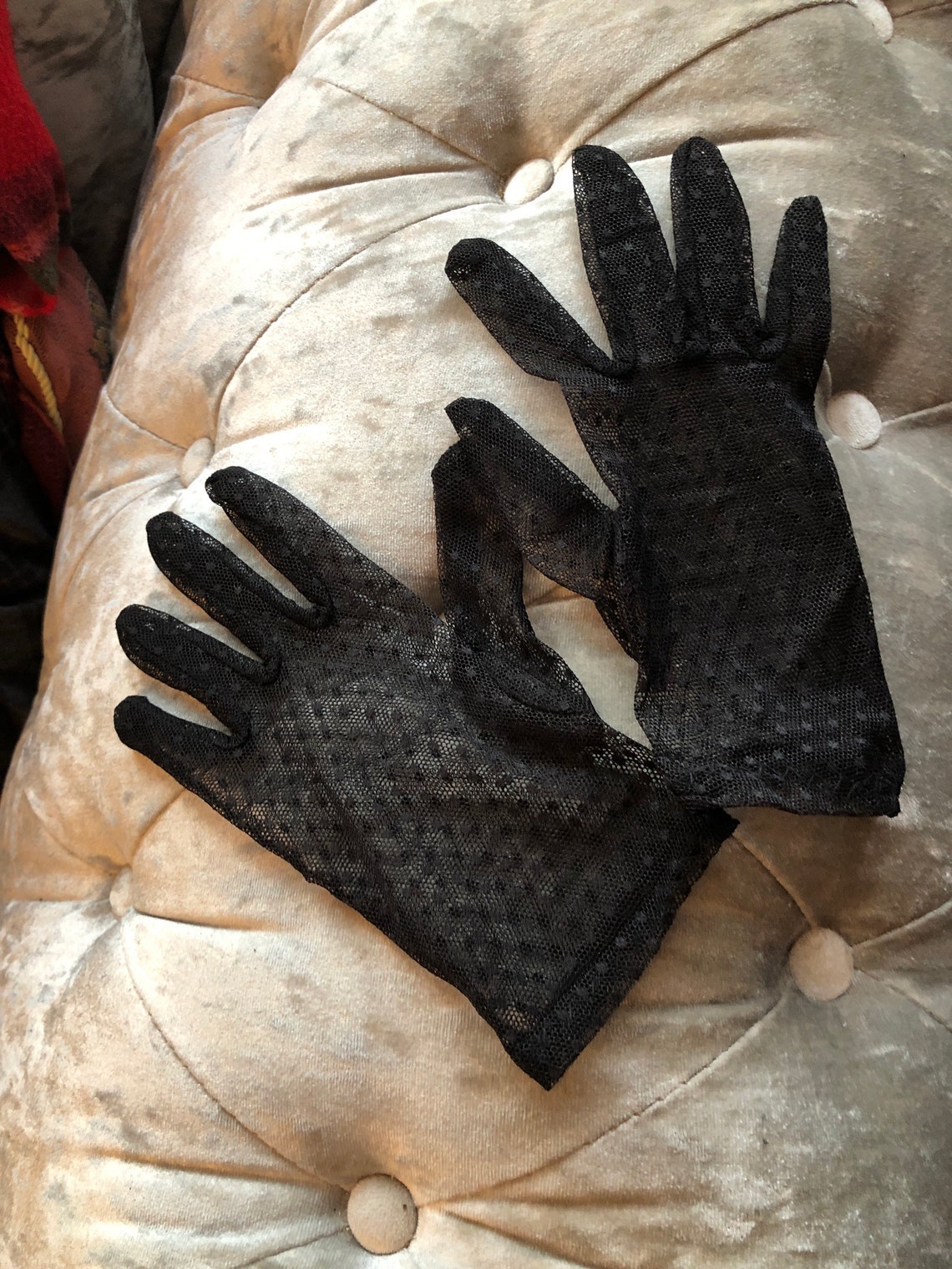 Short Black Stretchy Lace See Thru Gloves, Ideal for Proms, Dinner ...