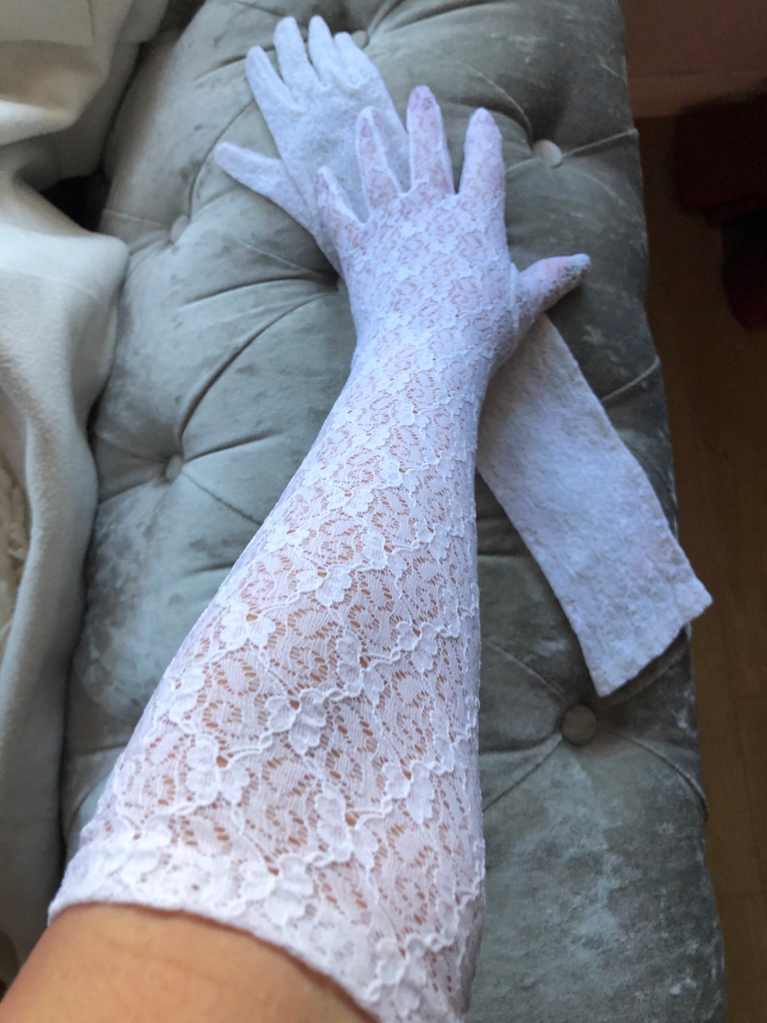 True Vintage White Lace Full Length “opera” Gloves Ideal for Proms ...