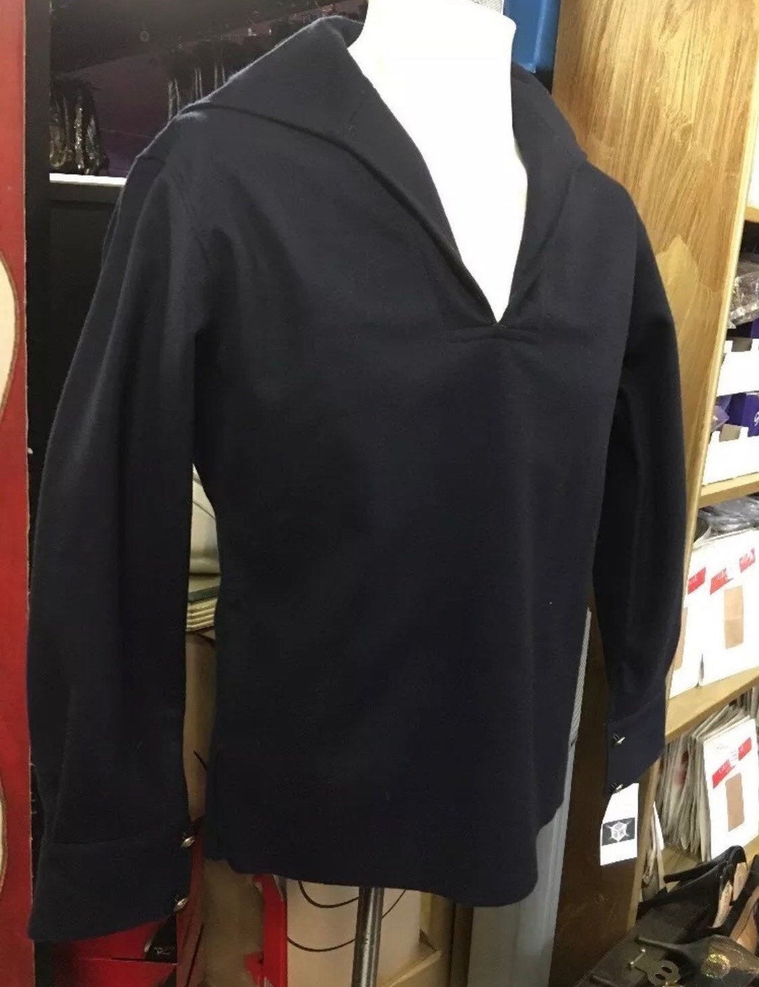 RARE Vintage Navy Blue Naval Sailors Jerkin Woollen Top Chest Size 38 ...