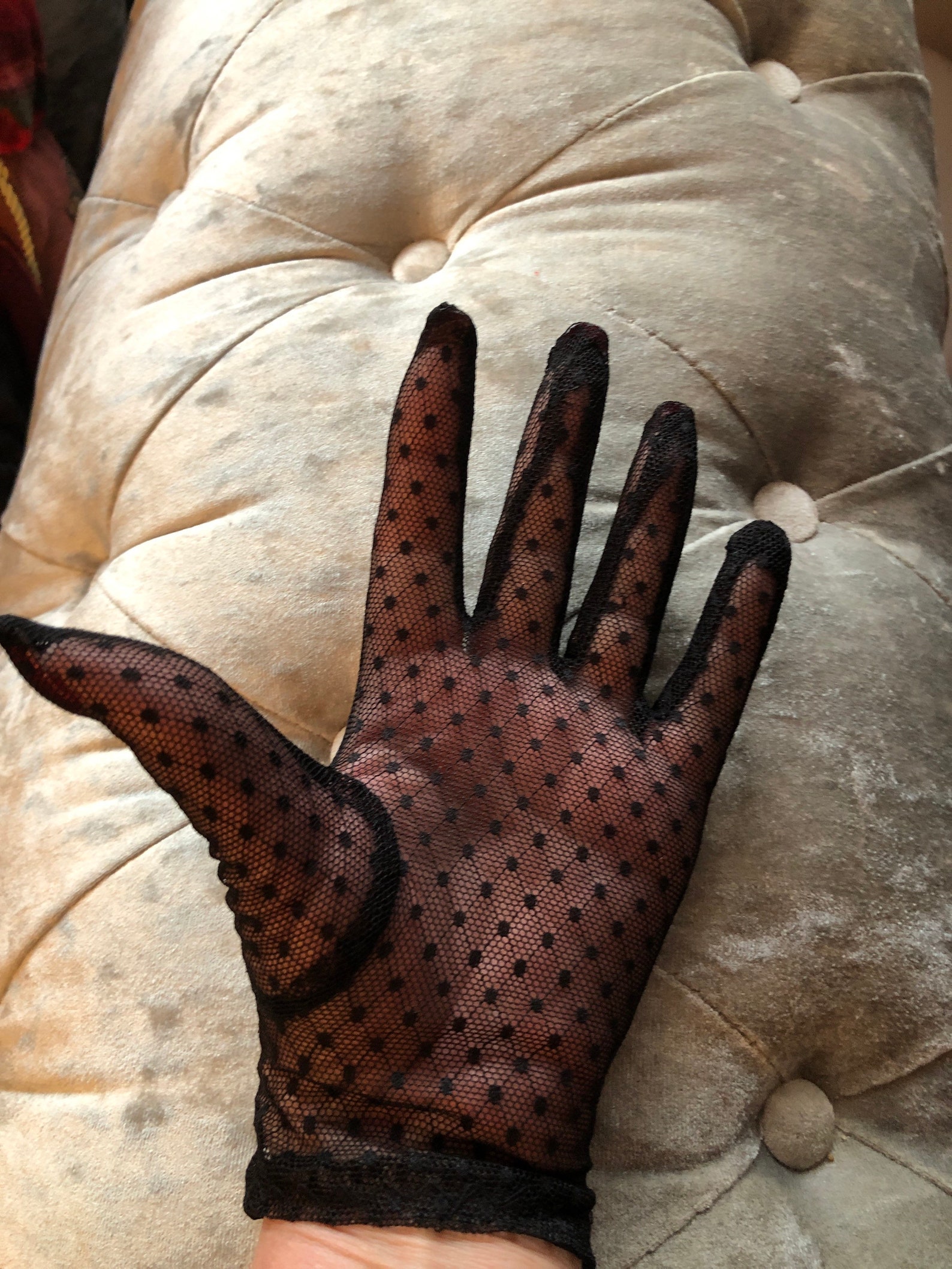 Short Black Stretchy Lace See Thru Gloves, Ideal for Proms, Dinner ...
