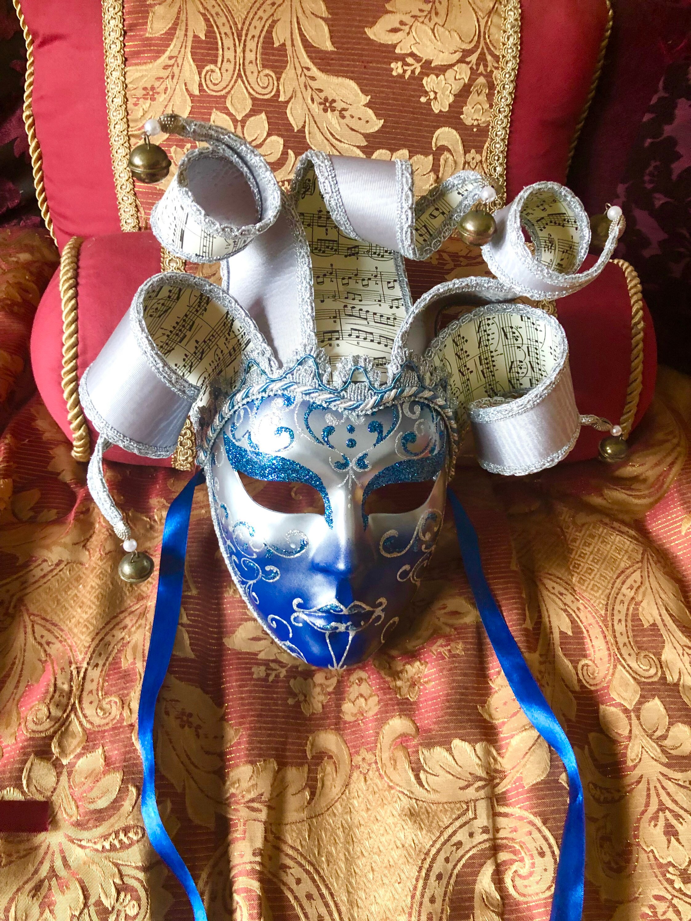 Venetian Full Face Mask With Elaborate Curled Crown Topped - Etsy