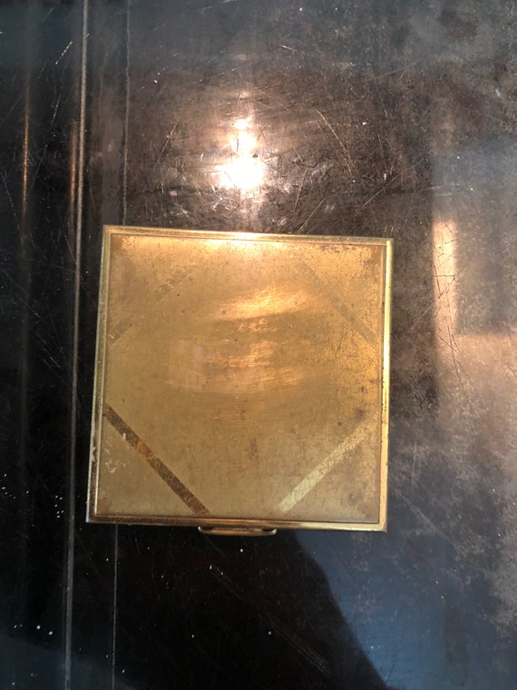 Original Vintage Heavy Square Powder Gold Effect Compact With | Etsy