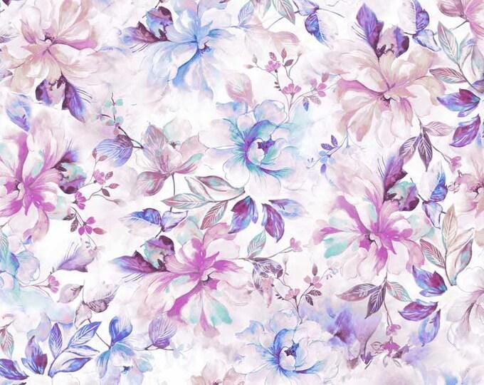 Emma Purple Pastel Flower Fabric L Pastel Purple L Pre-washed and ...