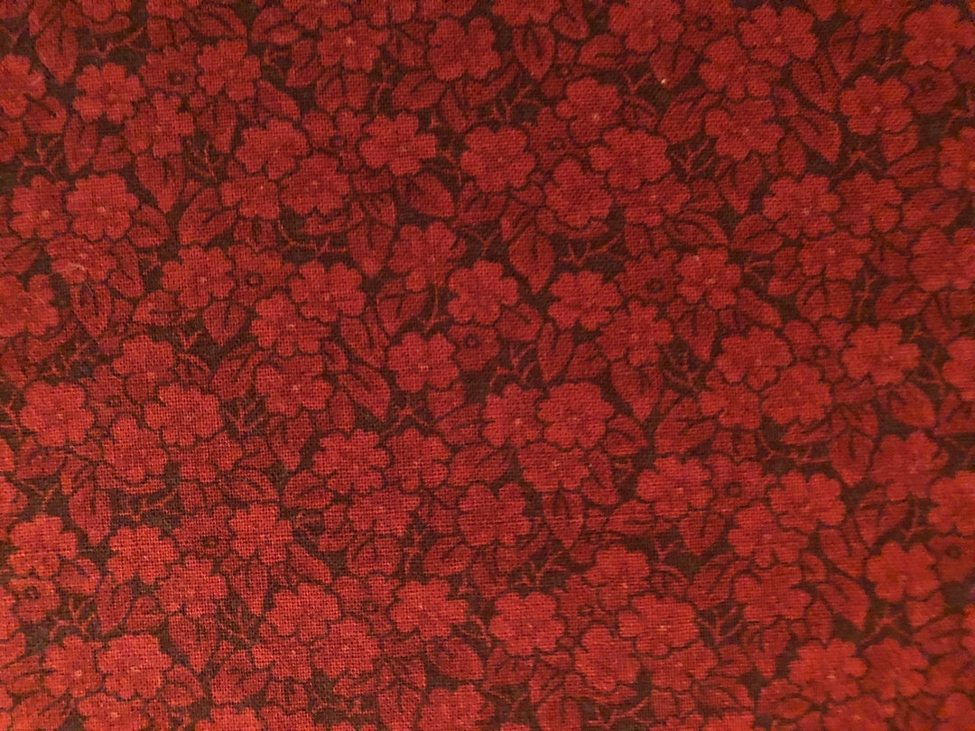 Red Flowers & Petals on Black Quilt Fabric, 9x7, 100% Quilters Cotton ...