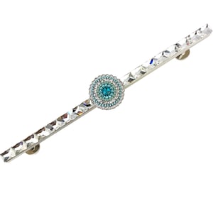 8" Aqua Crystal Drawer Pull; Polished Nickel Turquoise Cabinet Handle ...
