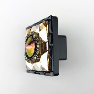 Unique Square Crystal Knob; 1 1/2" Black Decorative Kitchen Cabinet Cupboard Door, Dresser ...